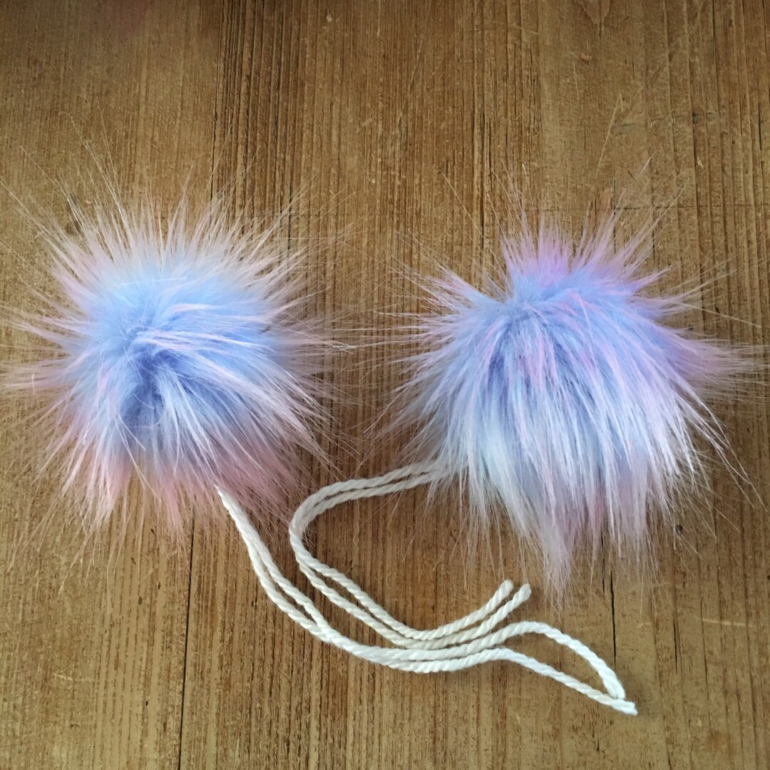 Pair of Mini Pastel Unicorn Pom Poms Double Pom Pom Sets Baby Pom Pom ...