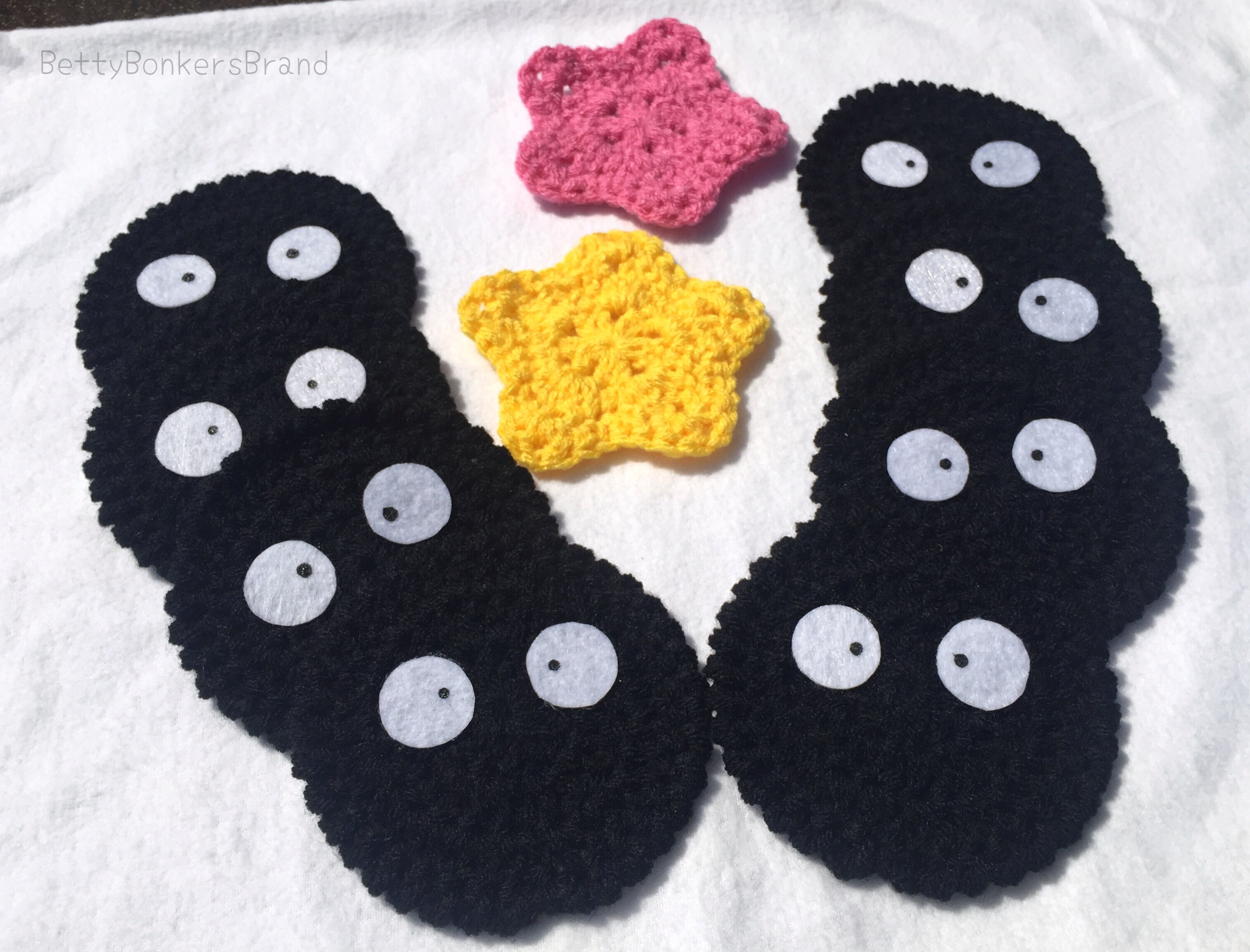 Crochet Soot Sprite Coasters: 4-pack; Dust Bunny W/ Konpeito- Crocheted ...
