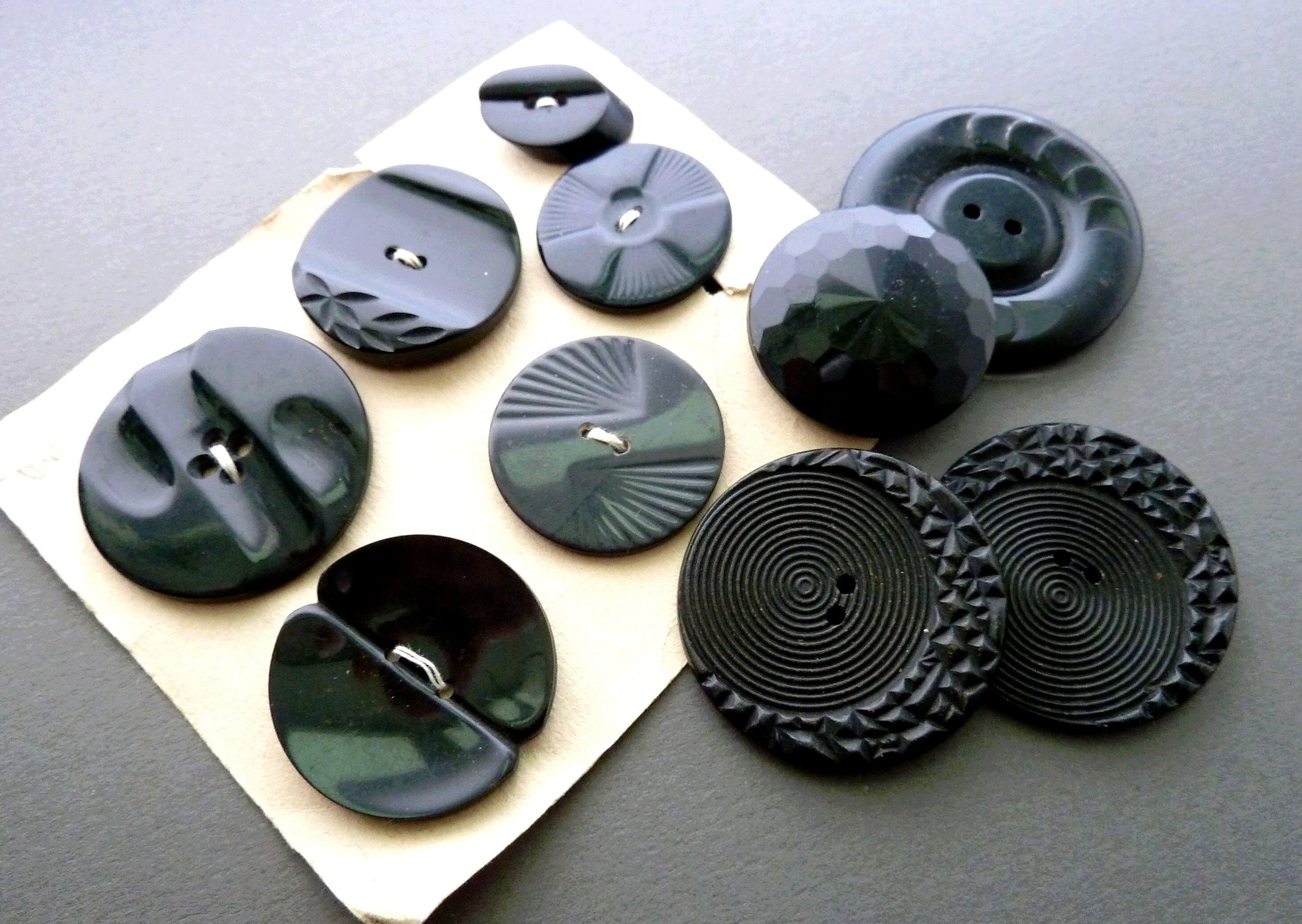 Art Deco Buttons Black Polish Buttons Assorted Set of 10 Collectible ...