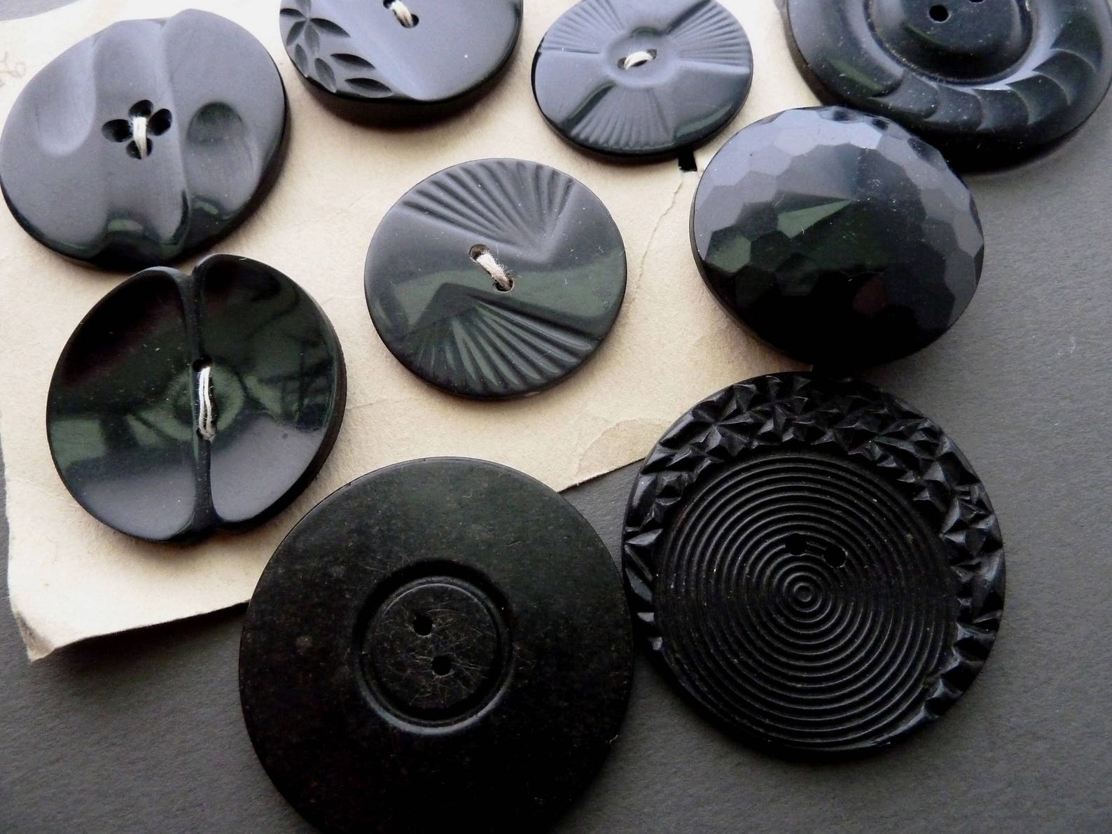 Art Deco Buttons Black Polish Buttons Assorted Set of 10 Collectible ...