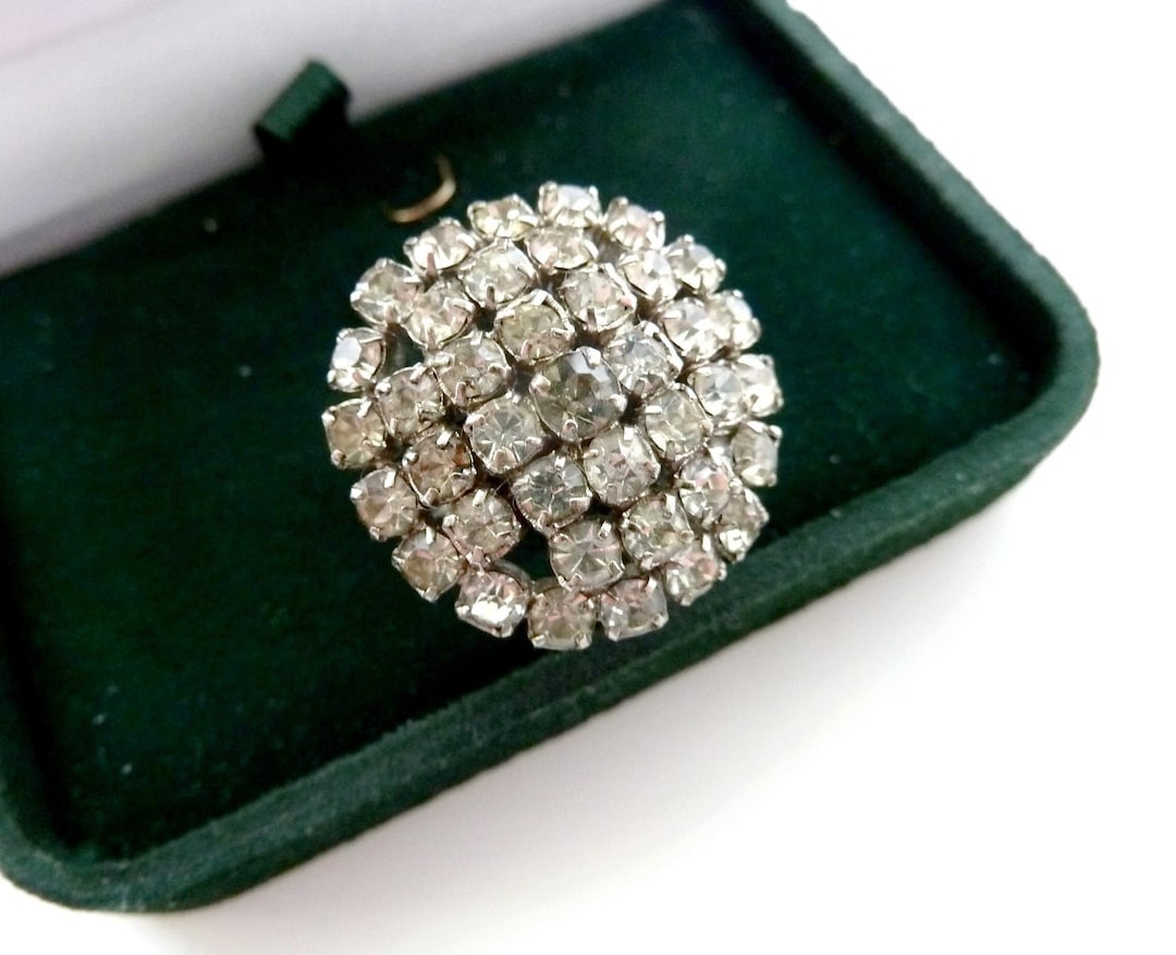 Rhinestone Ring Woman Evening Ring Vintage 1980s Ring Shimmering Ring ...