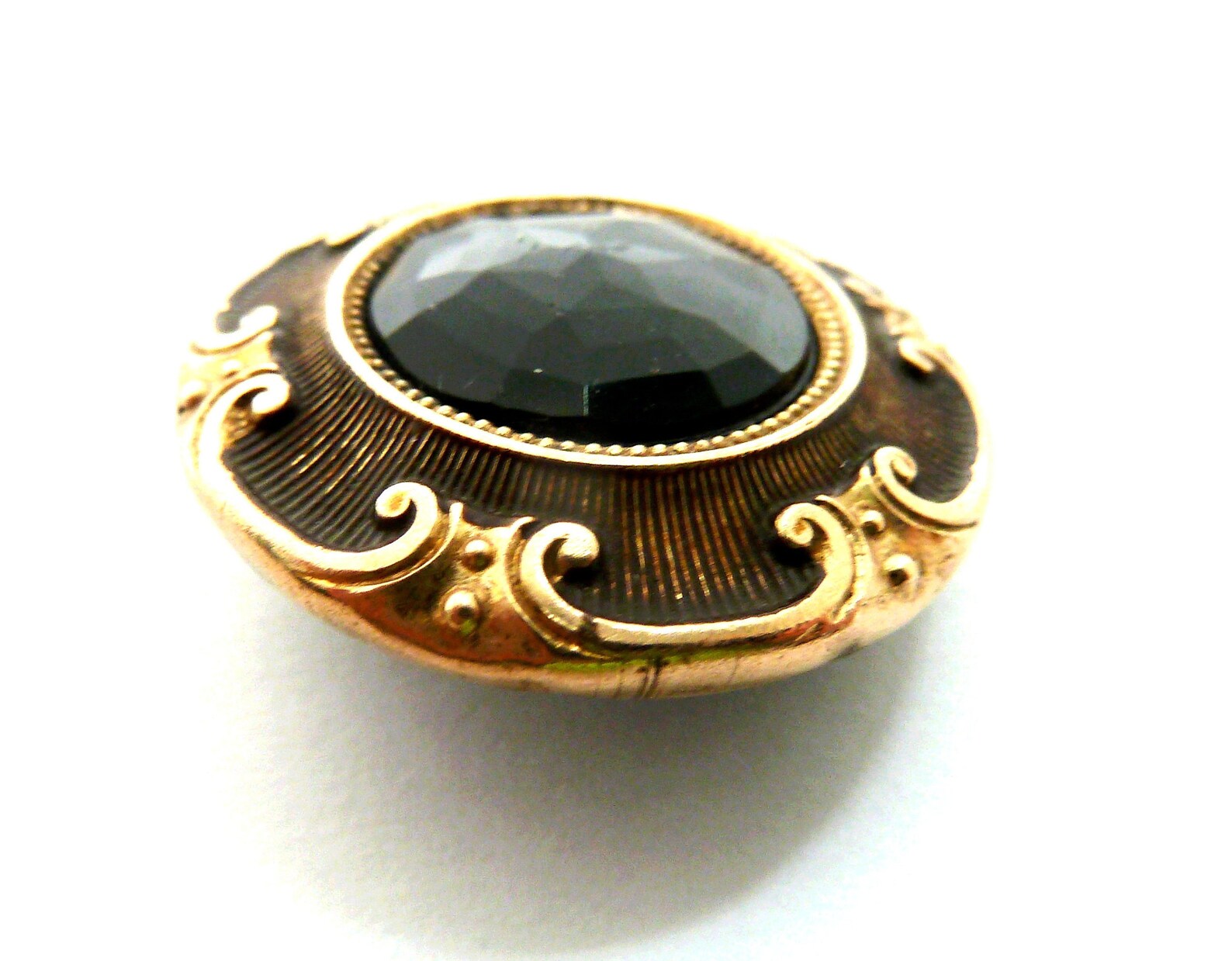 Large Jewelry Button Gold Black Button Ancient 1900s Button Victorian ...