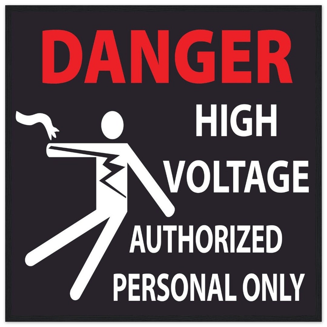 Hign Voltage Sign-black Background Wooden Framed Poster - Etsy