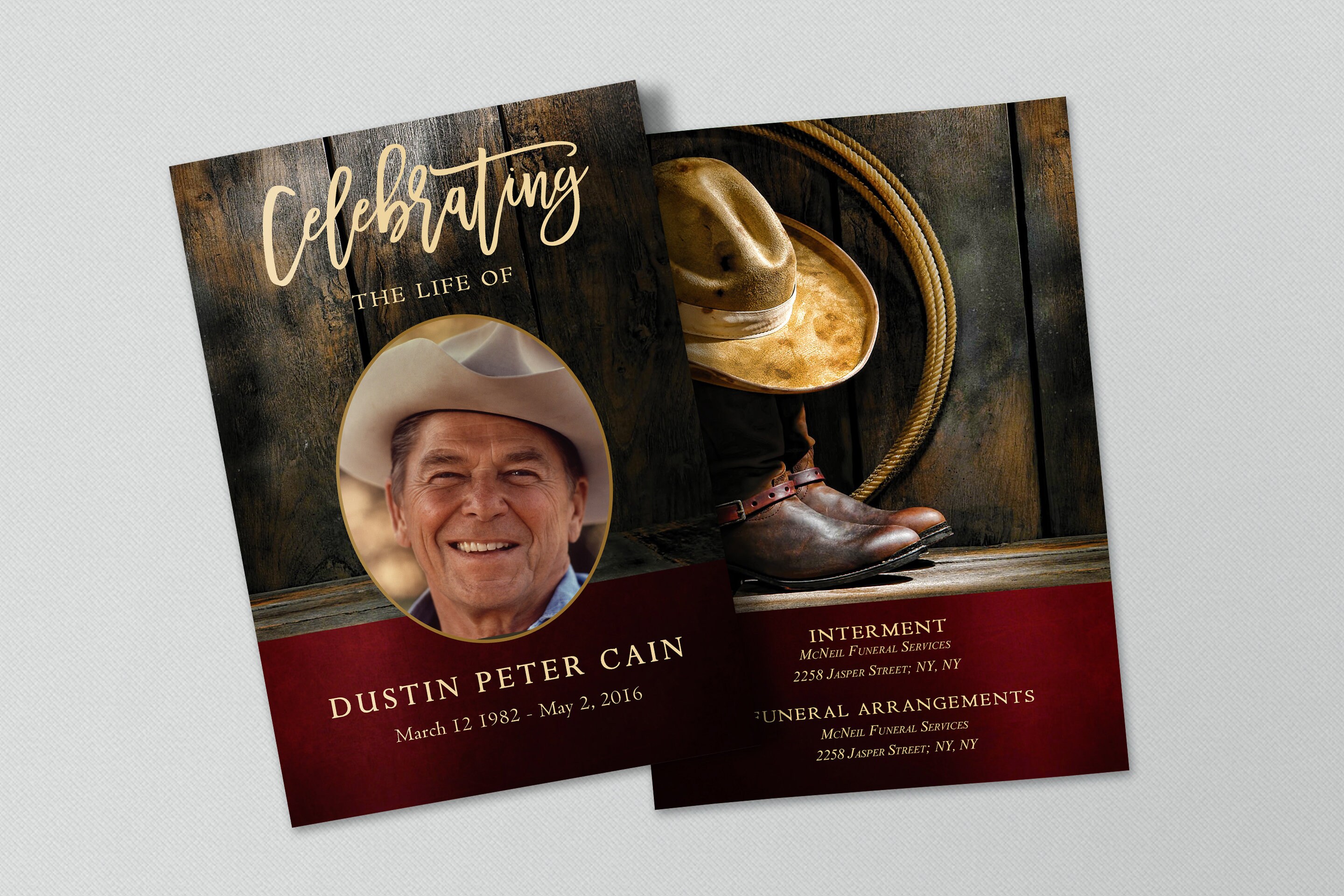 FUNERAL PROGRAM Western Theme Funeral Program Template in - Etsy Canada