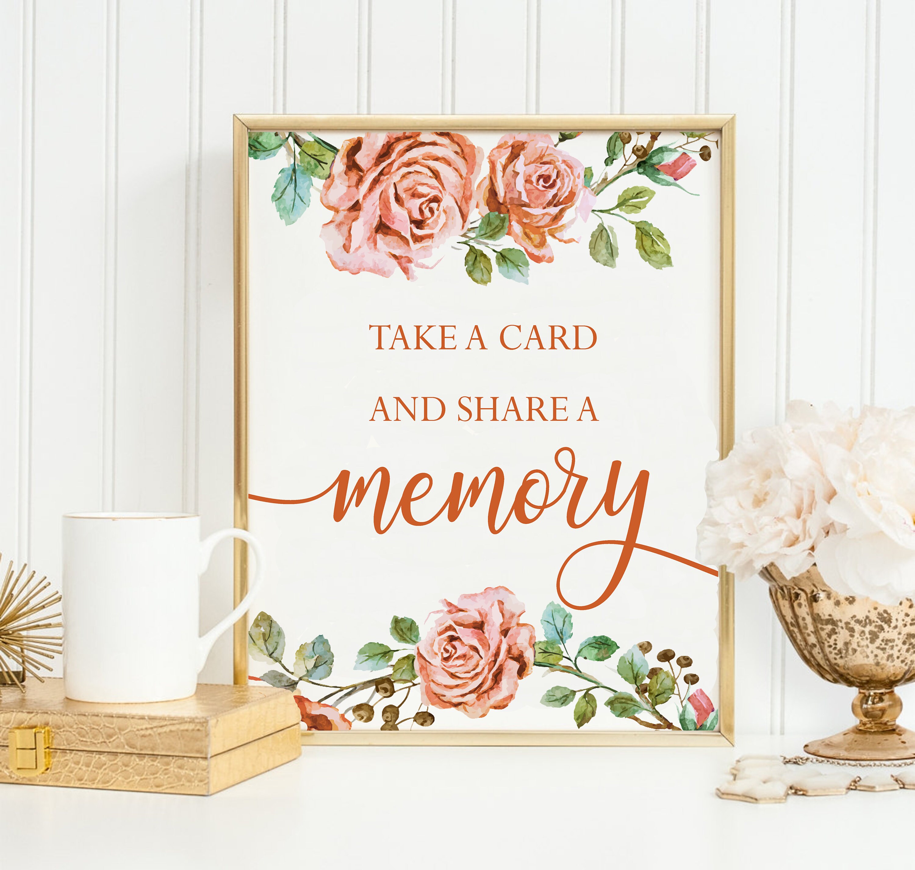 Printable Funeral Memory Sign Pink Floral SHARE A MEMORY | Etsy