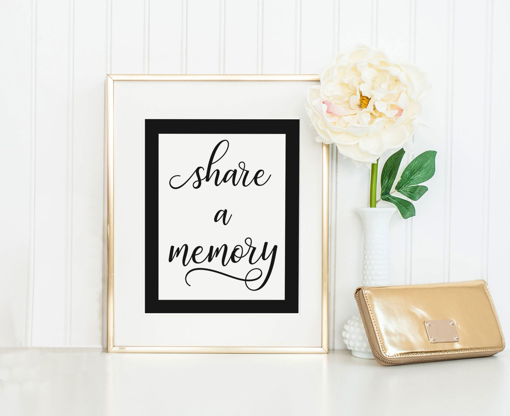 Printable Funeral Memory Sign Simple Black and White SHARE A - Etsy