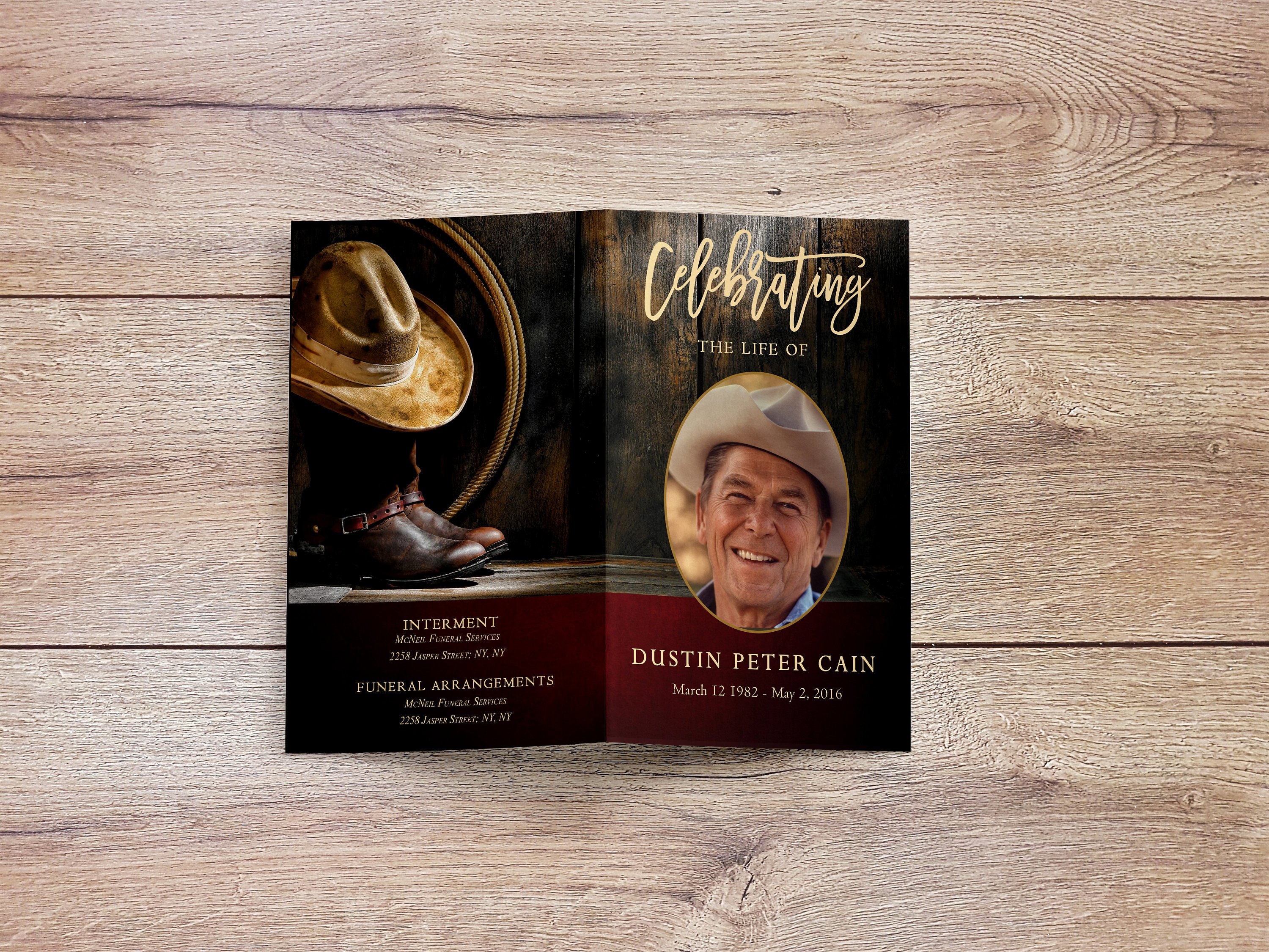 FUNERAL PROGRAM Western Theme Funeral Program Template in - Etsy
