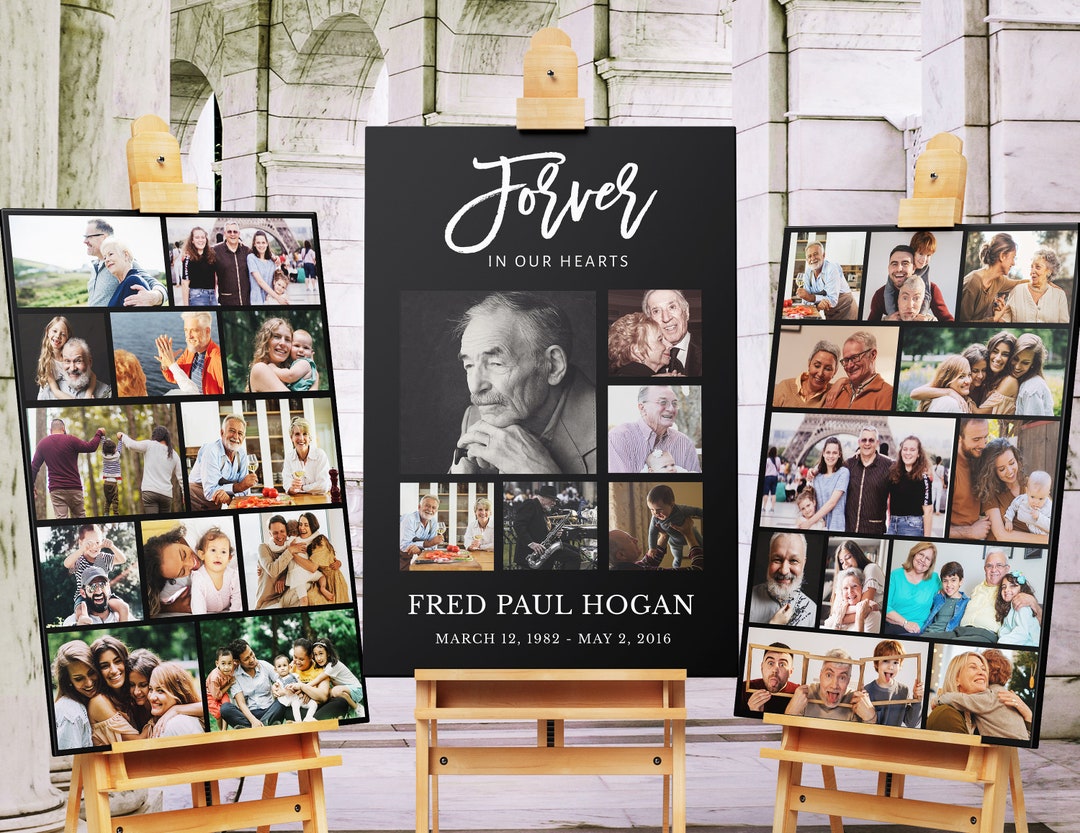 FUNERAL WELCOME SIGN L Funeral Photo Display Set of 3 Celebration of ...