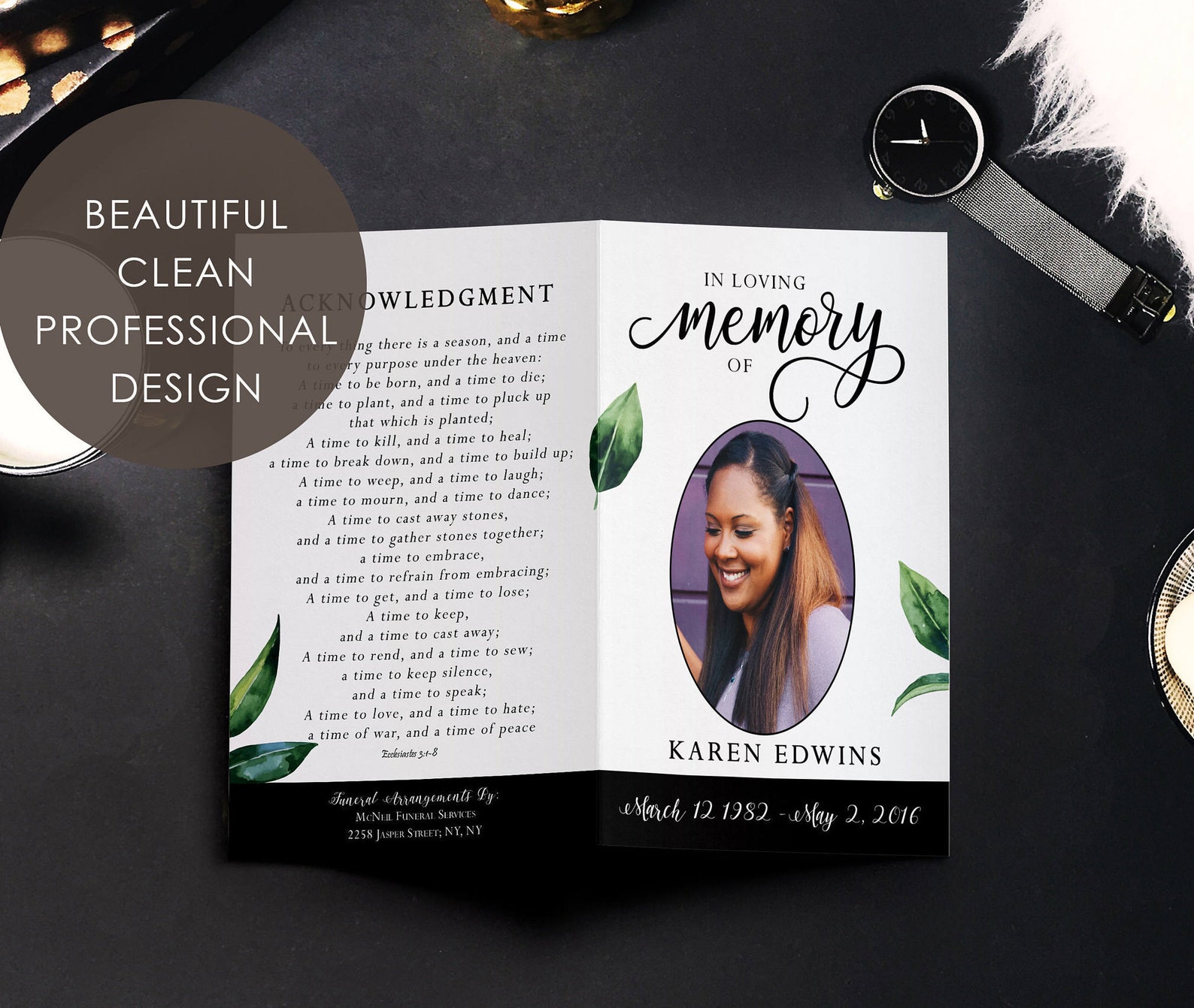 FUNERAL PROGRAM EDITABLE Template Printable Funeral Template - Etsy