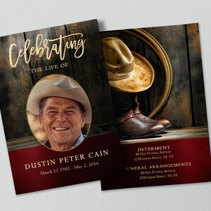 FUNERAL PROGRAM, Western Theme Funeral Program Template in Loving ...