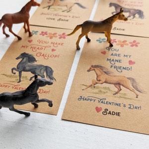 Personalized Horse Valentines for Kids Classroom, Custom Printed Cards ...