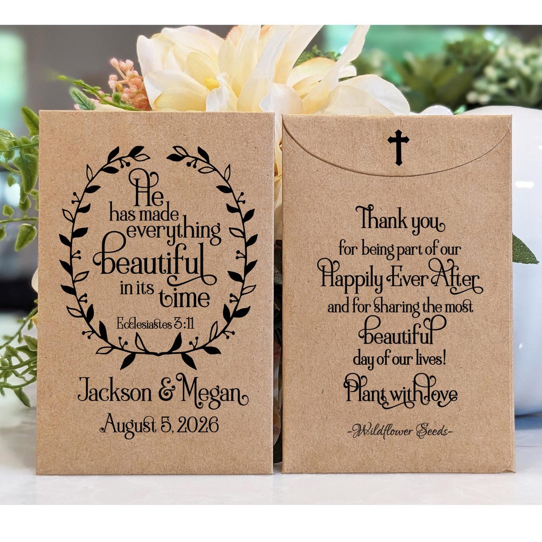 Custom Christian Wedding Favors, 'he Has Made Everything' Scripture ...