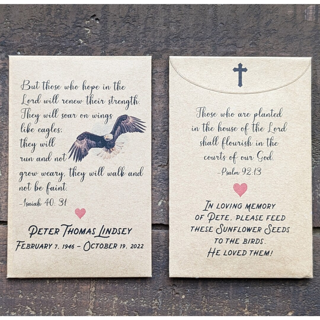 Memorial Favors, Eagle, Celebration of Life Personalized Seed Packets ...