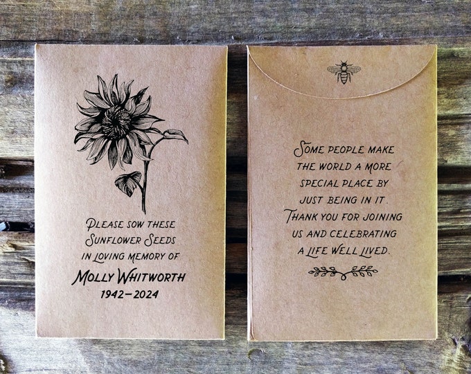 Memorial Seed Packet Favor Celebration of Life Favor Custom Favor ...