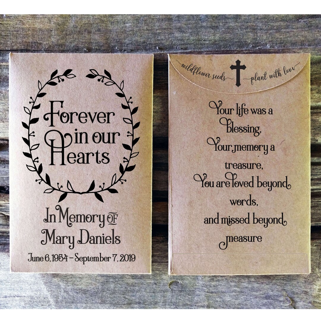 Memorial Seed Packet Favors, Funeral Seed Packets, Celebration of Life ...