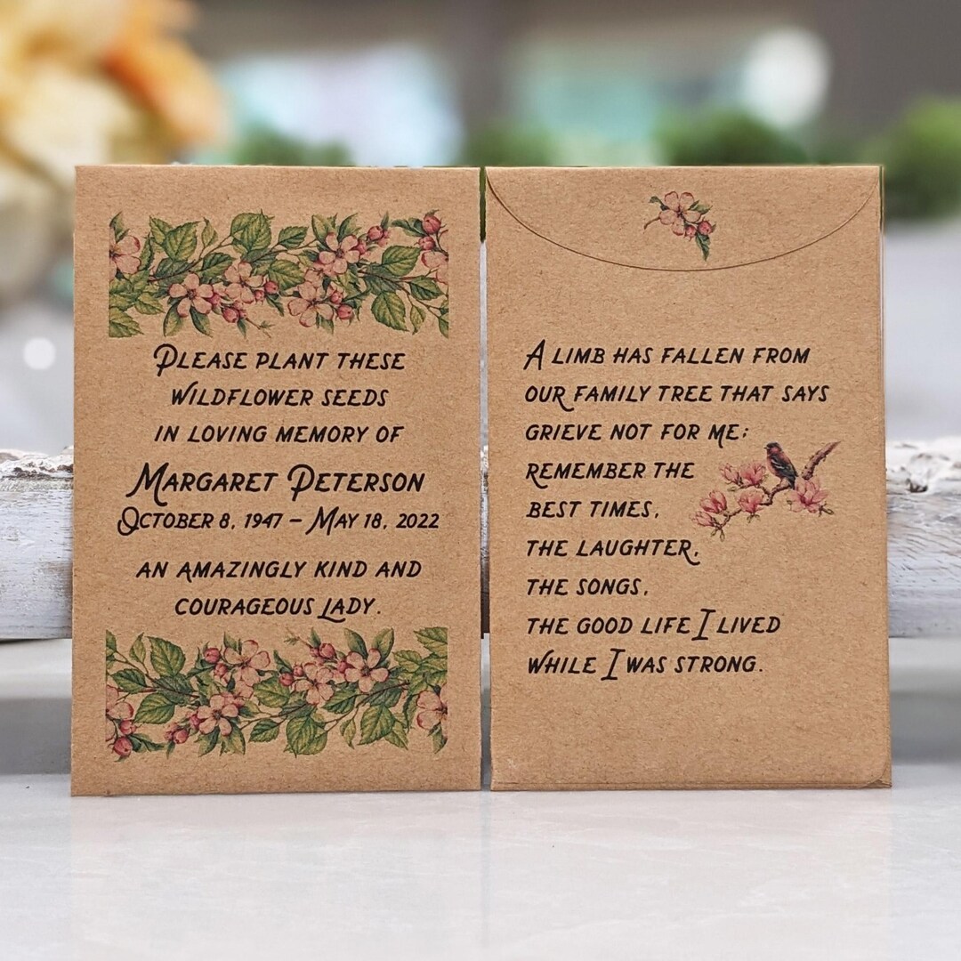 Celebration of Life Memorial Favors, Personalized Wildflower Seed ...