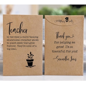 Teacher Appreciation Thank You Gift Seed Packet, School Favors, Gift ...