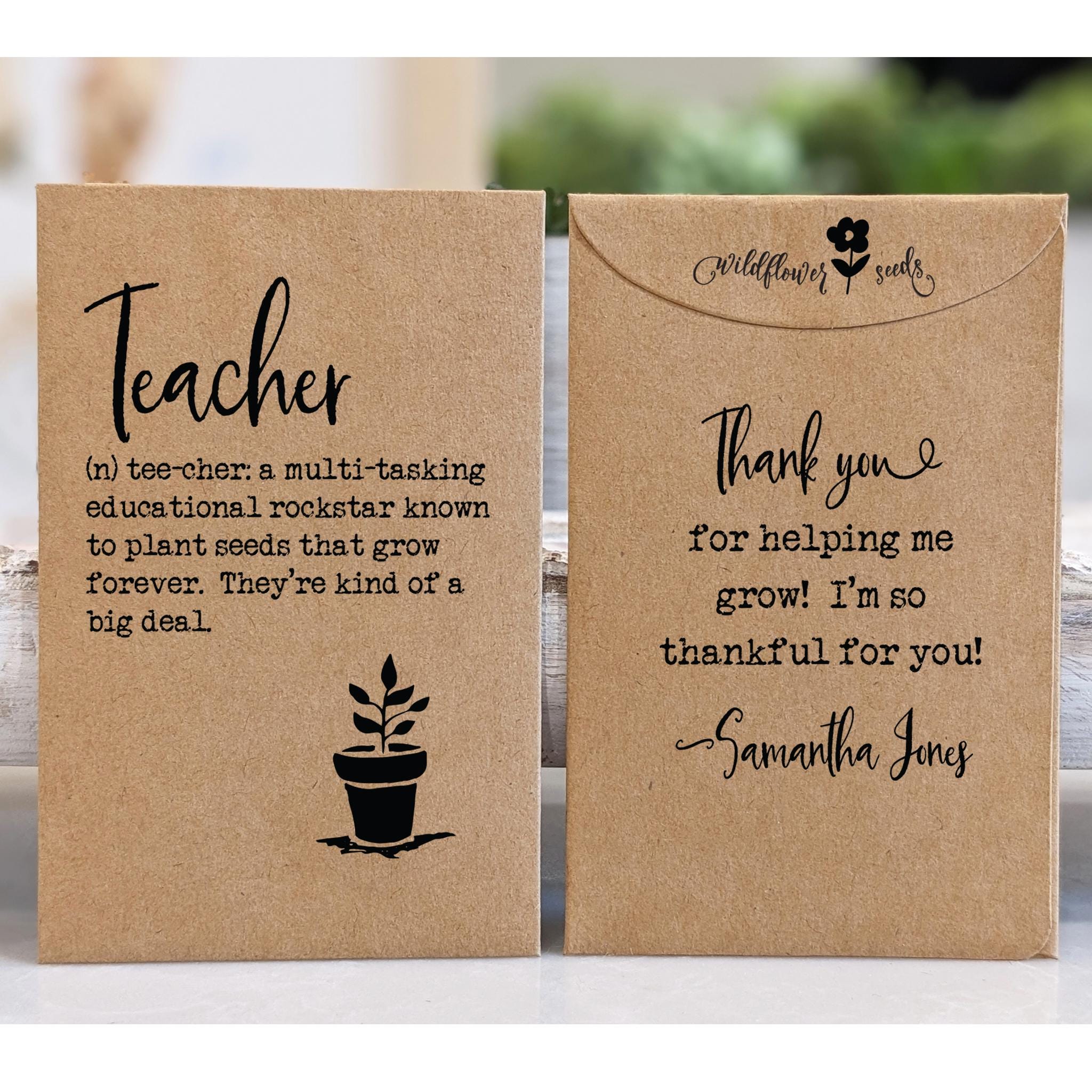 Teacher Appreciation Thank You Gift Seed Packet, School Favors, Gift ...