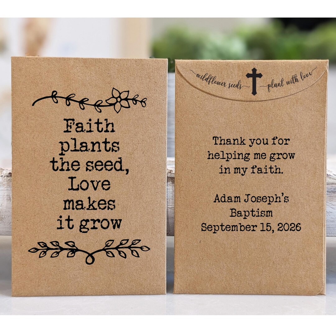 Christian Baby Shower Seed Packet Favor, Faith Plants the Seed, Custom ...