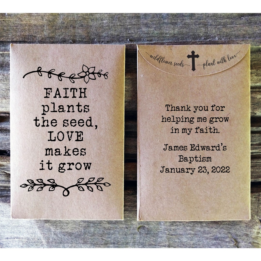 Christian Baby Shower Seed Packet Favor, Faith Plants the Seed, Custom ...