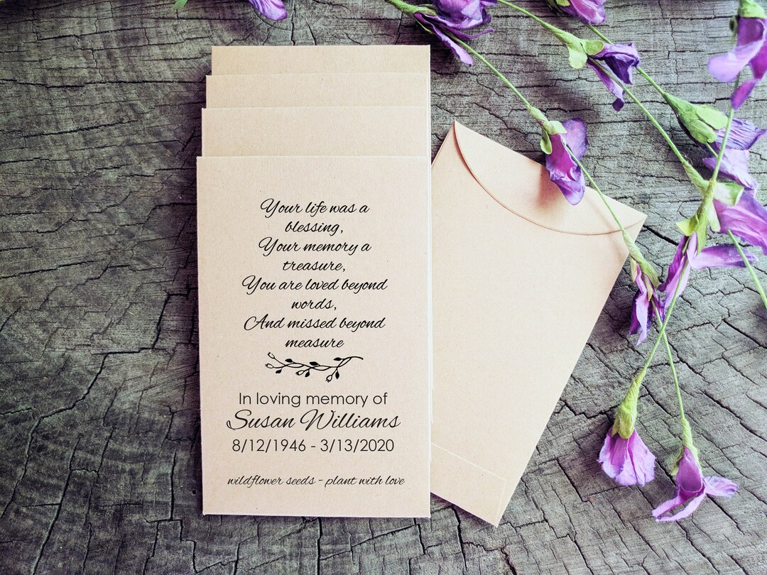 Memorial Seed Packet Favors, Funeral Seed Packets, Celebration of Life ...