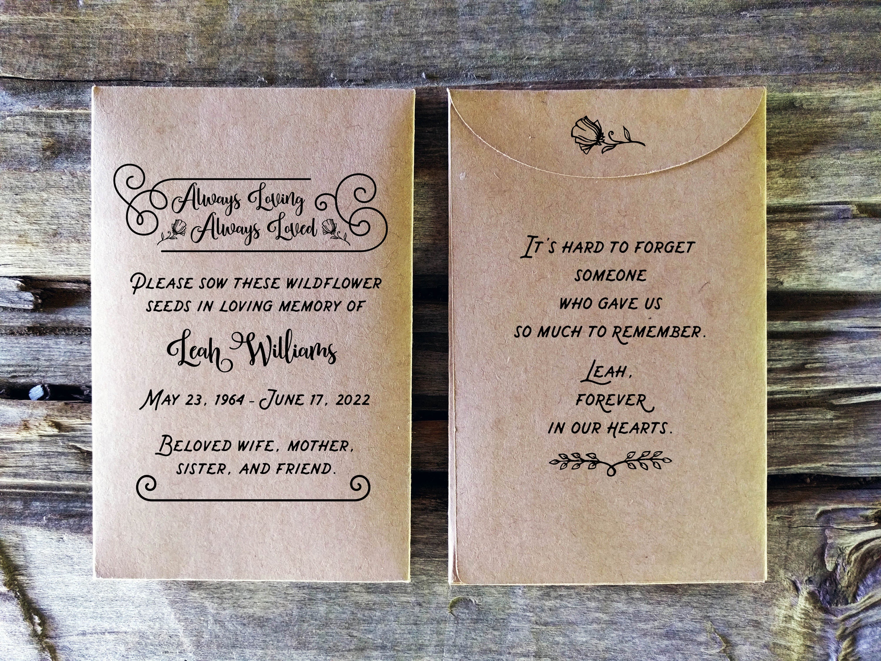 Celebration of Life Personalized Seed Envelopes Memorial Seed - Etsy