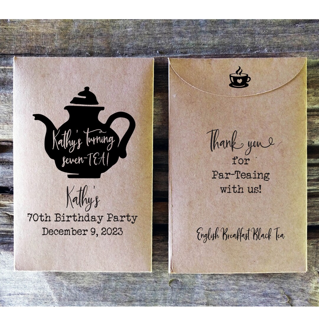 Personalized Tea Birthday Party Favors Envelope, Partea Favors, Custom ...
