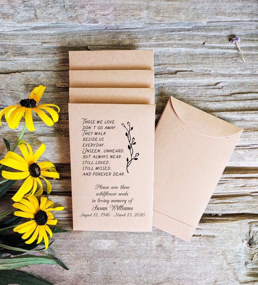 Celebration of Life Personalized Seed Envelopes, Memorial Seed Packet ...