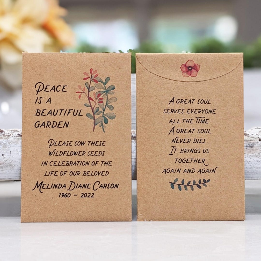 Funeral Memorial Favors, Celebration of Life Memento, Personalized Seed ...