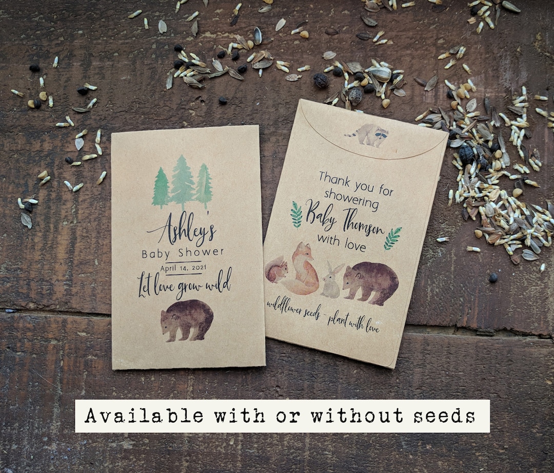 Woodland Theme Baby Shower Favor, Rustic Custom Seed Packets ...