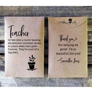 Teacher Appreciation Thank You Gift Seed Packet, School Favors, Gift ...