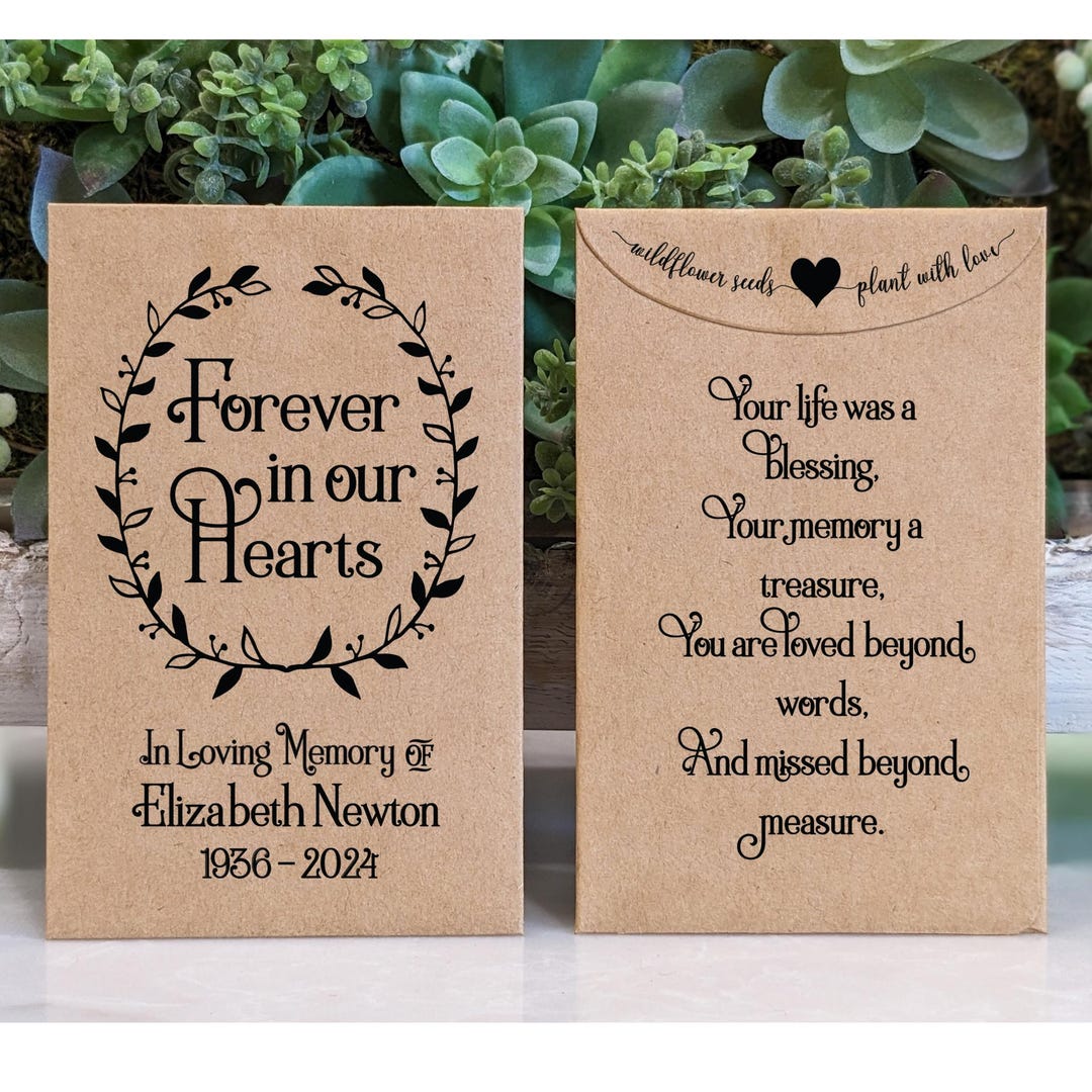Memorial Seed Packet Favors, Funeral Seed Packets, Celebration of Life ...