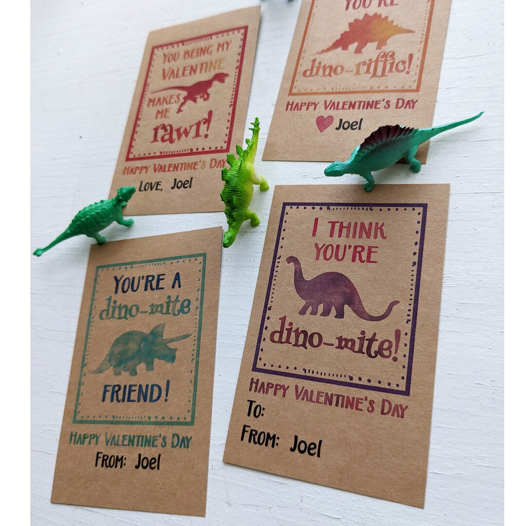 Printed Custom Dino Valentines Day Card for Boys Girls - Etsy