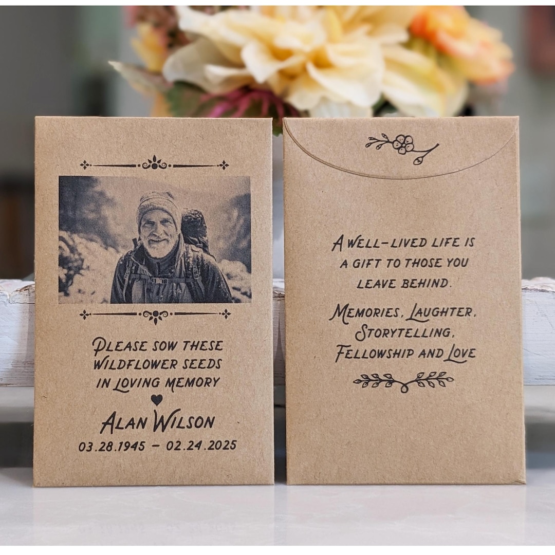 Personalized Memorial Seed Packet Favors, Wildflower Funeral Gift With ...