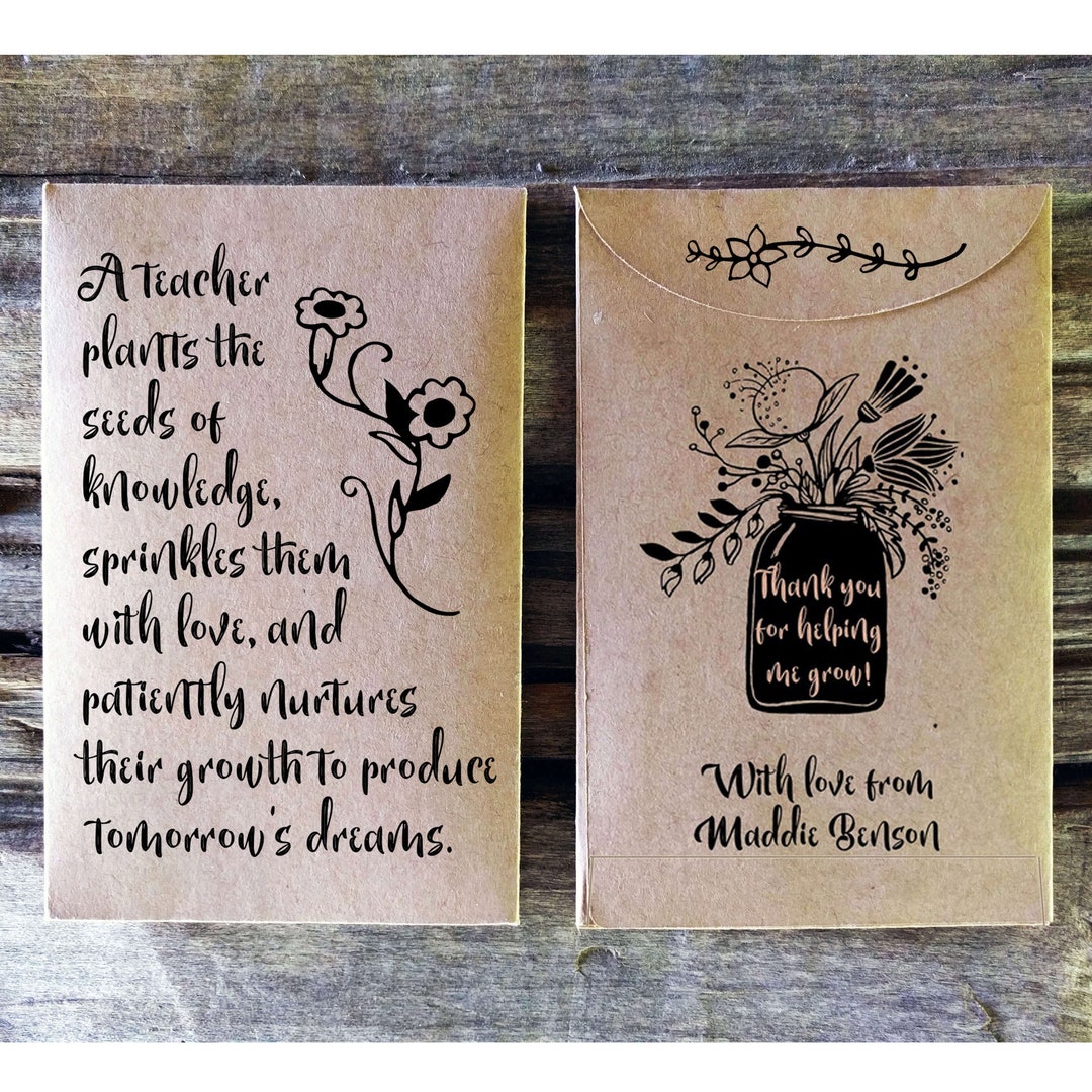 Teacher Appreciation Seed Packets Inspirational Favors for - Etsy