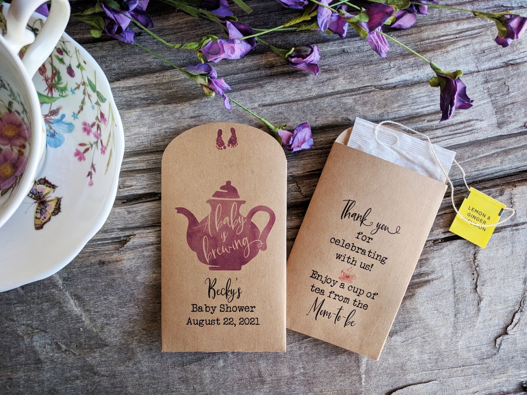 Personalized Baby Shower Tea Packet Favors, 'baby is Brewing' Tea ...