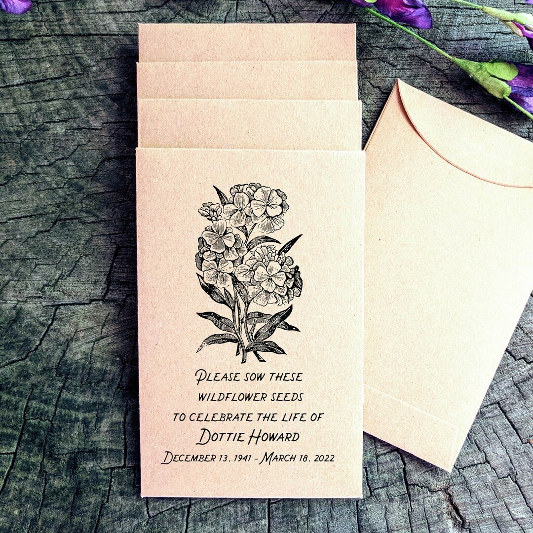 Celebration of Life Personalized Seed Envelopes, Funeral Seed Packets ...