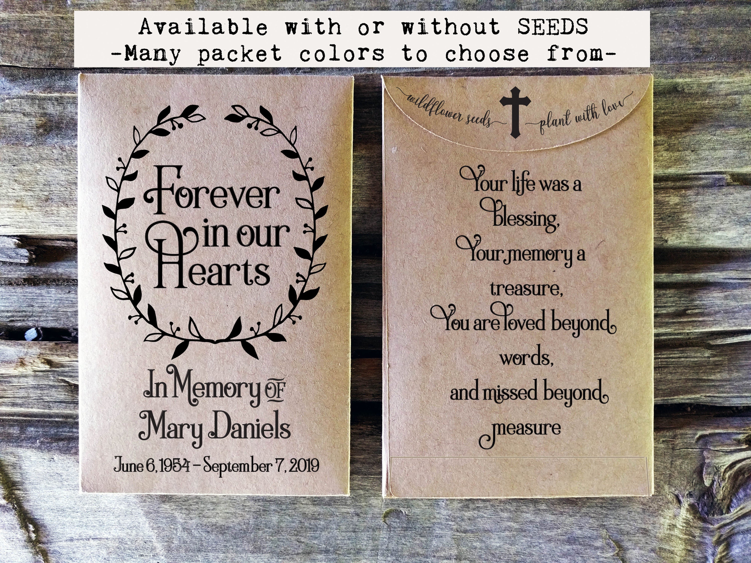 Memorial Seed Packet Favors Funeral seed packets Celebration | Etsy