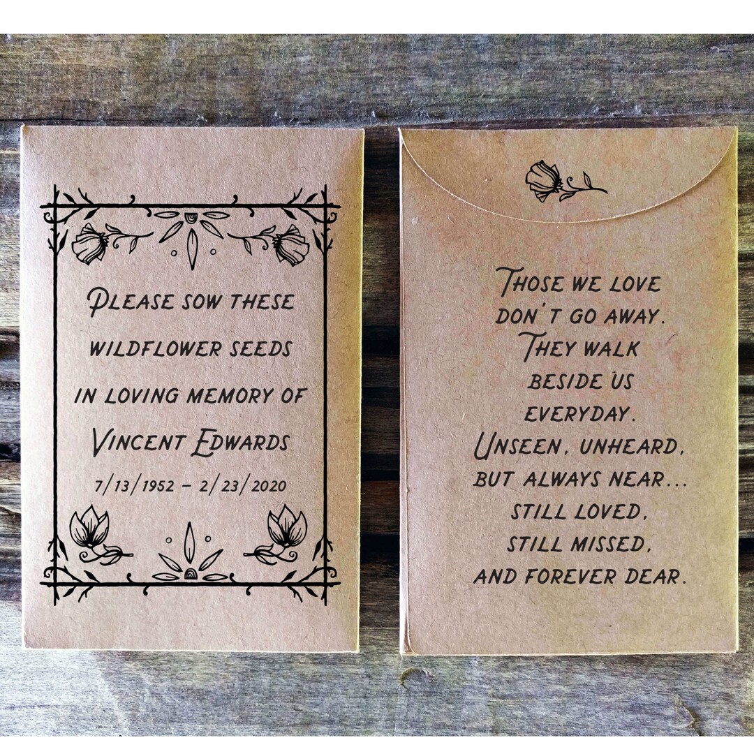 Memorial Seed Packet Favors, Funeral Seed Packets, Celebration of Life ...