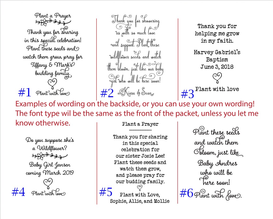 Christian Baby Shower Custom Seed Favor, Personalized Gift for Guests ...