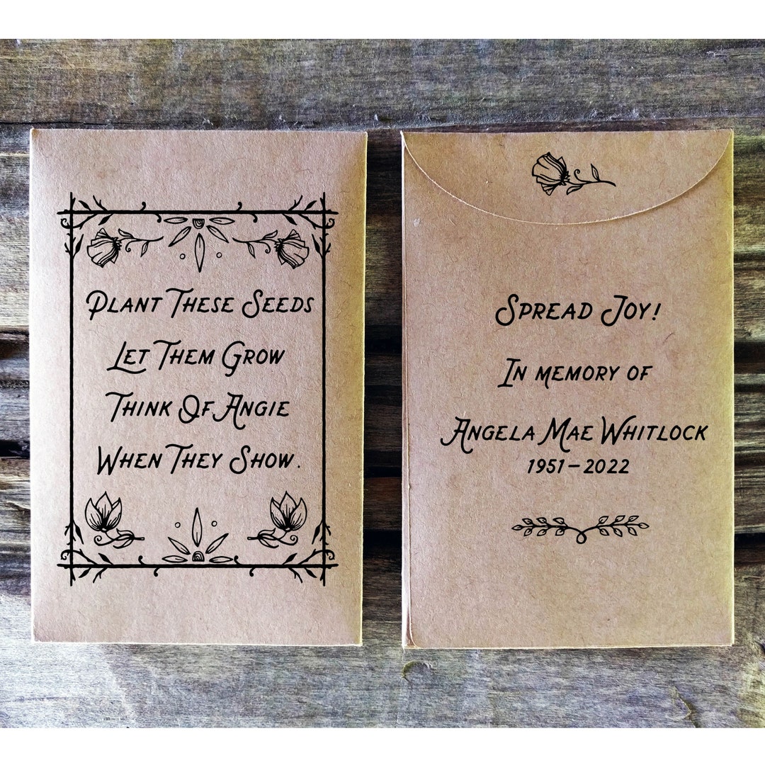 Celebration of Life Personalized Seed Envelopes, Memorial Seed Packet ...