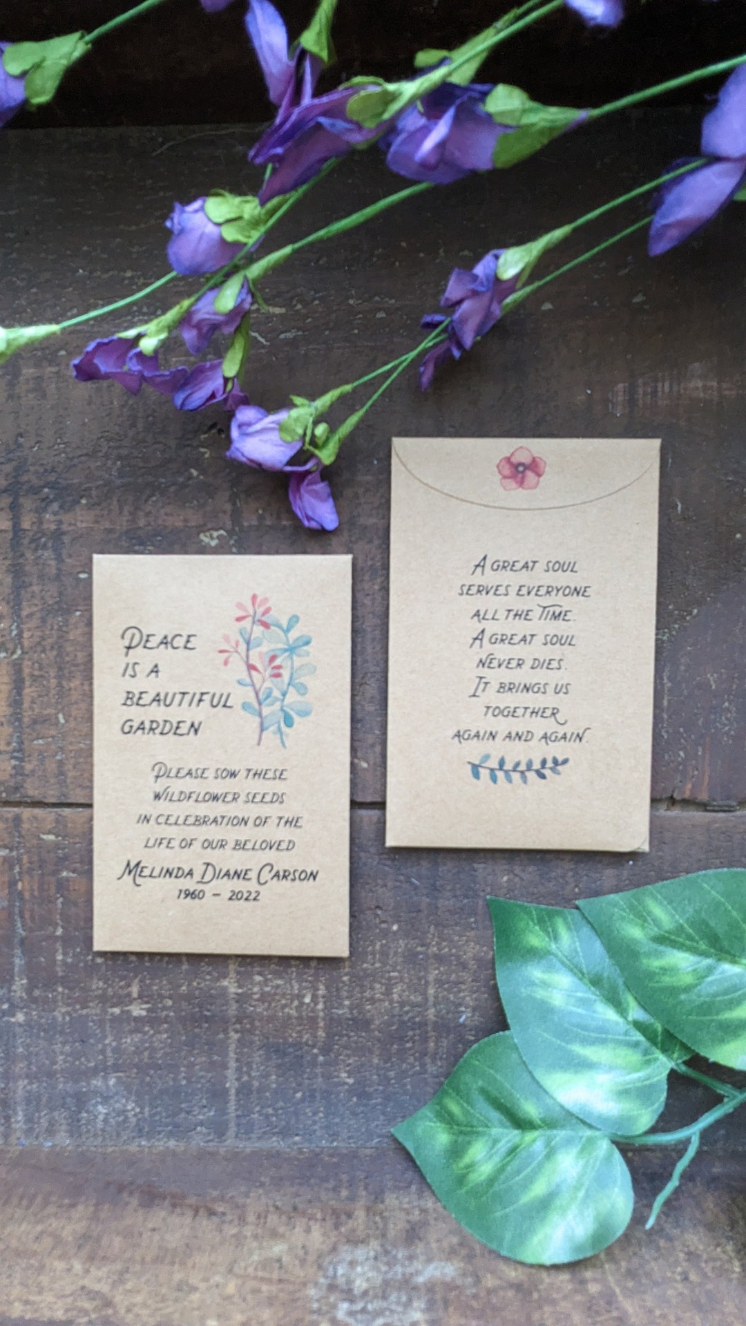 Funeral Memorial Favors, Celebration of Life Memento, Personalized Seed ...