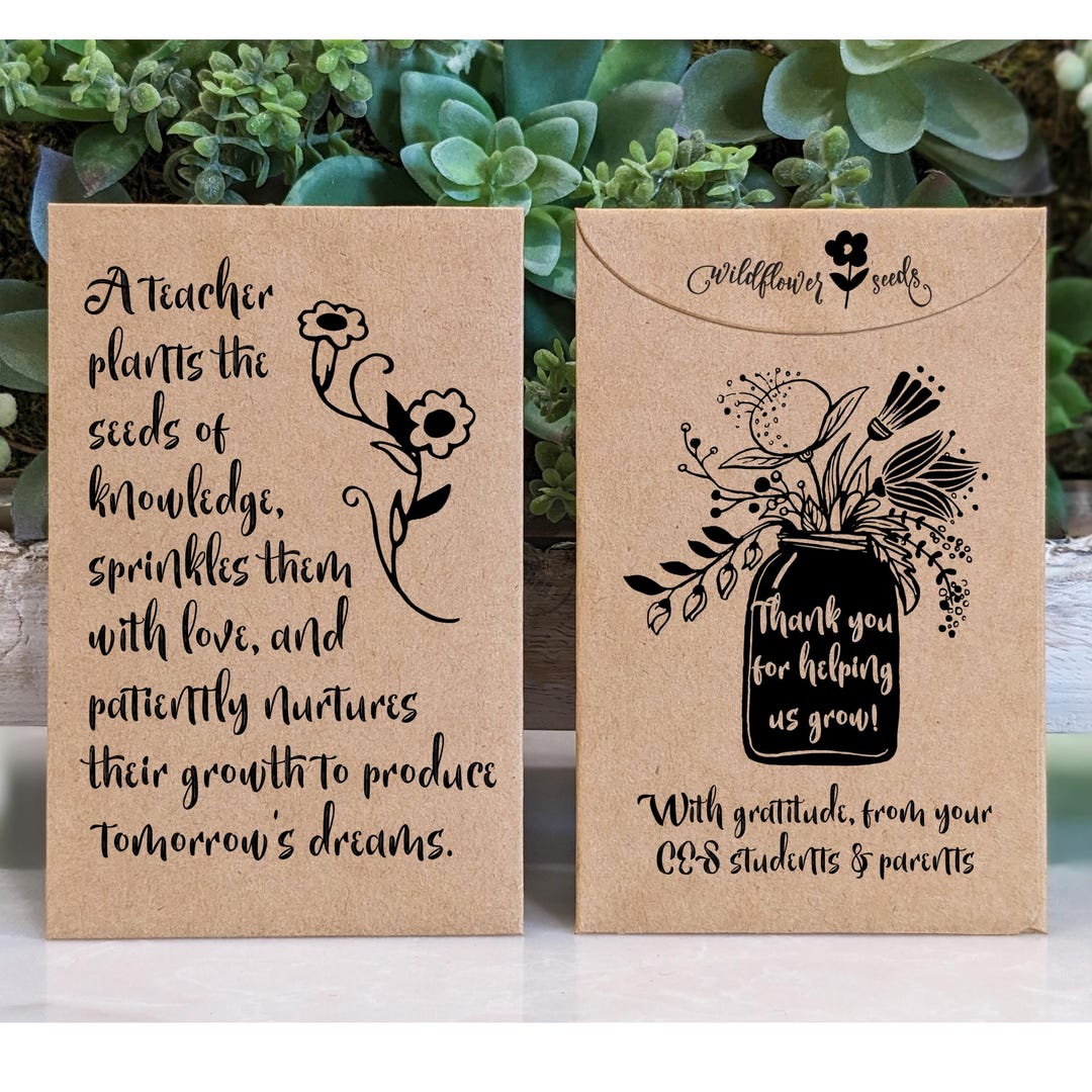 Teacher Appreciation Seed Packets, Inspirational Favors for Teachers ...