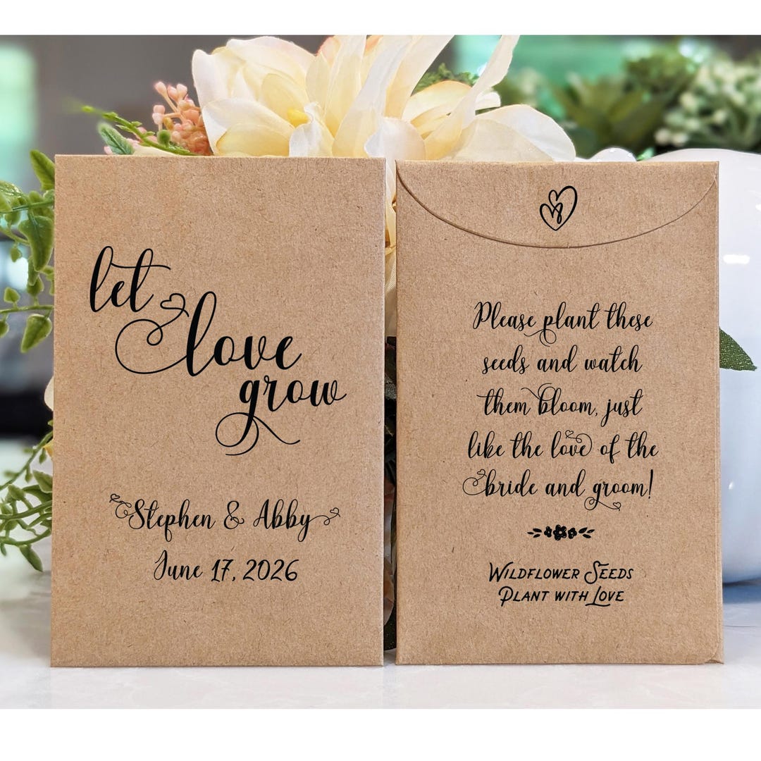 Let Love Grow Seed Packets, Personalized Wedding Favors, Custom Seed ...