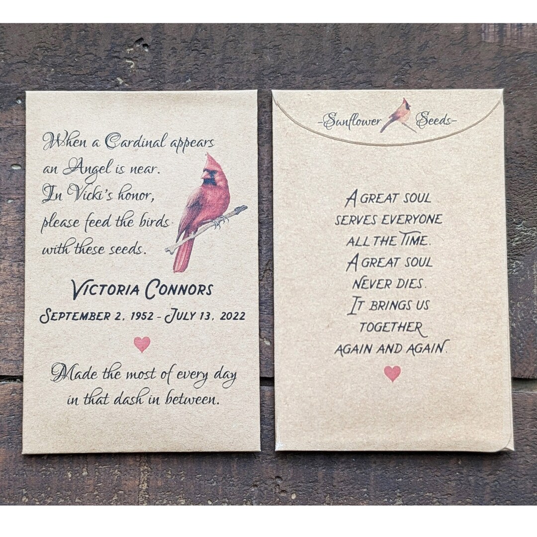 Memorial Seed Packet Favors, Wildflowers, Funeral Service, Celebration ...