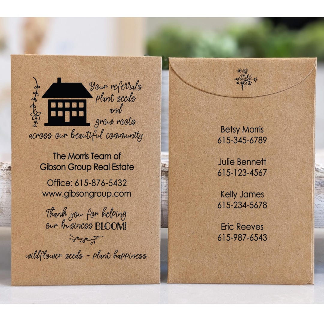 Business Referral Seed Packet Envelope, Real Estate Agent Business ...