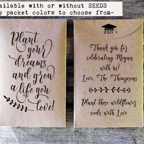 Graduation Party Favors for Guests Custom Birthday Party Seed - Etsy