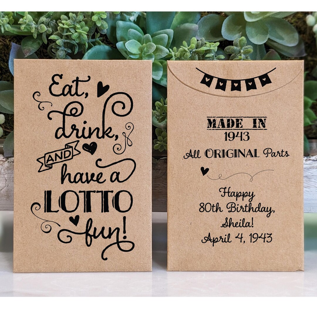 Lottery Ticket Birthday Favor Envelope, Vegas Milestone Party Favors ...
