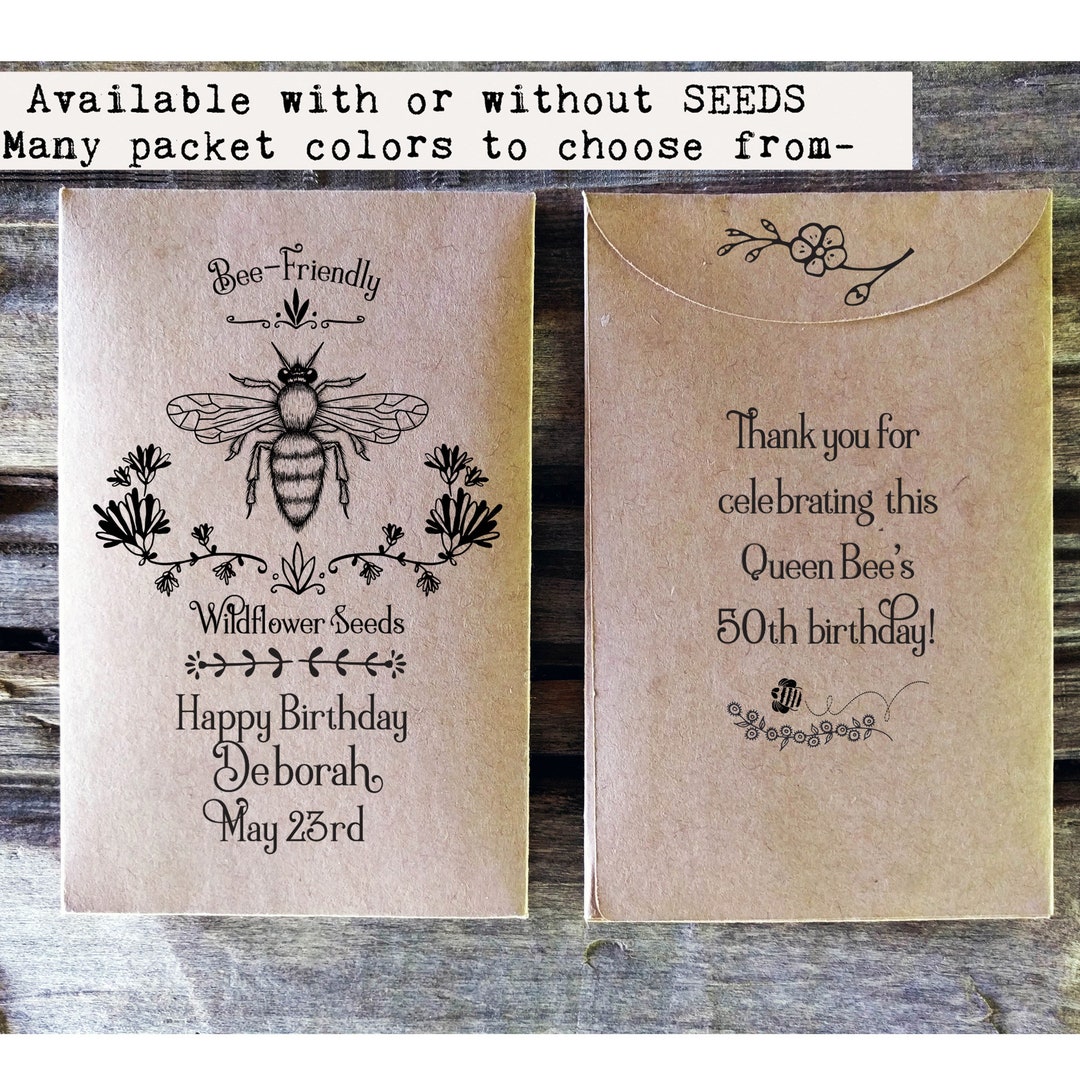 Birthday Party Favor Personalized Seed Packets 30 40 50 - Etsy