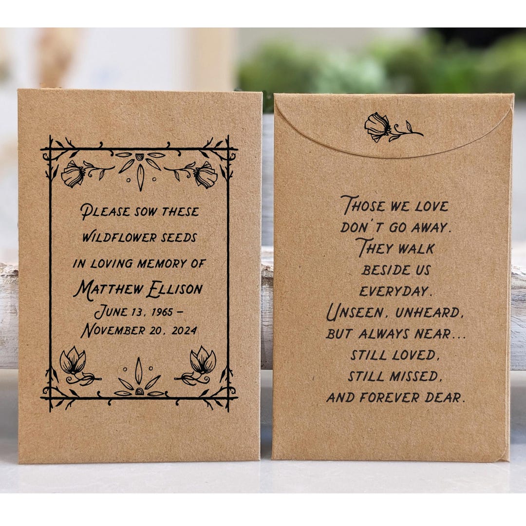 Memorial Seed Packet Favors, Funeral Seed Packets, Celebration of Life ...